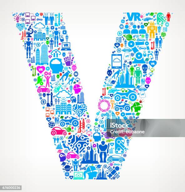 Lettre V Technologie Futuriste Et Futurs Vector Icon Background