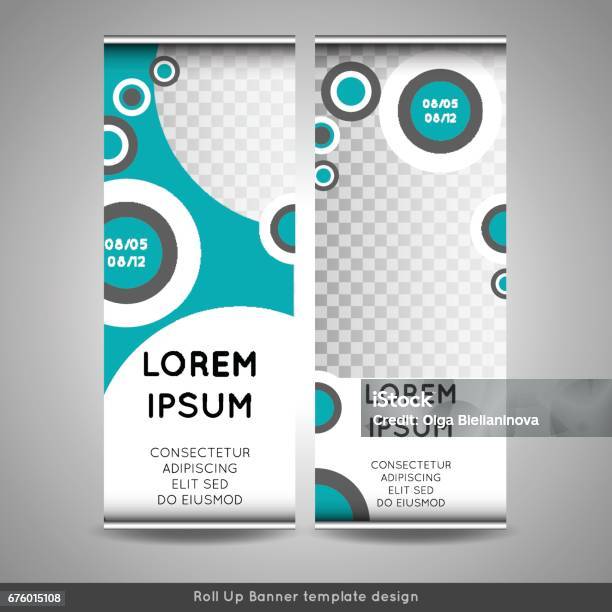 Desain Templat Tata Letak Spanduk Roll Up Dengan Latar Belakang