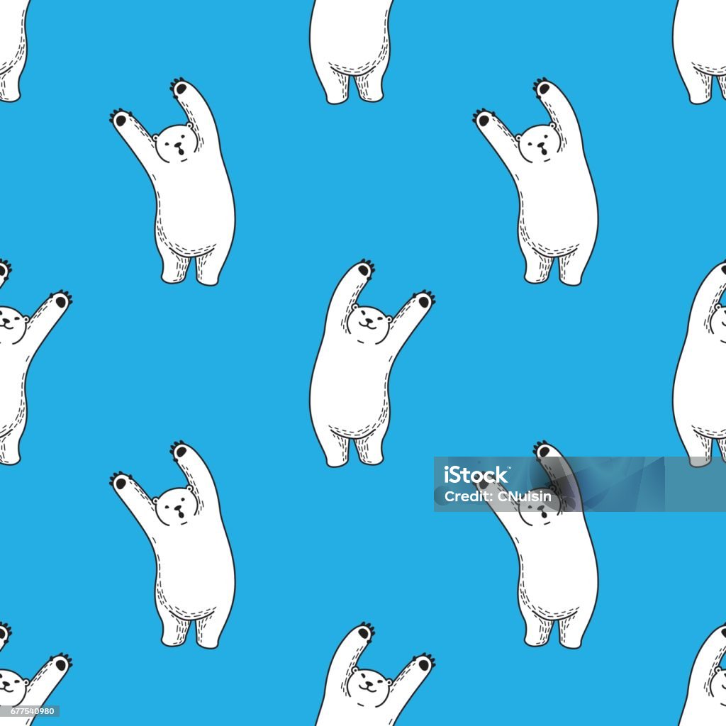 Beruang Beruang Kutub Menyerahkan Seamless Pattern Biru Ilustrasi Stok Unduh Gambar Sekarang