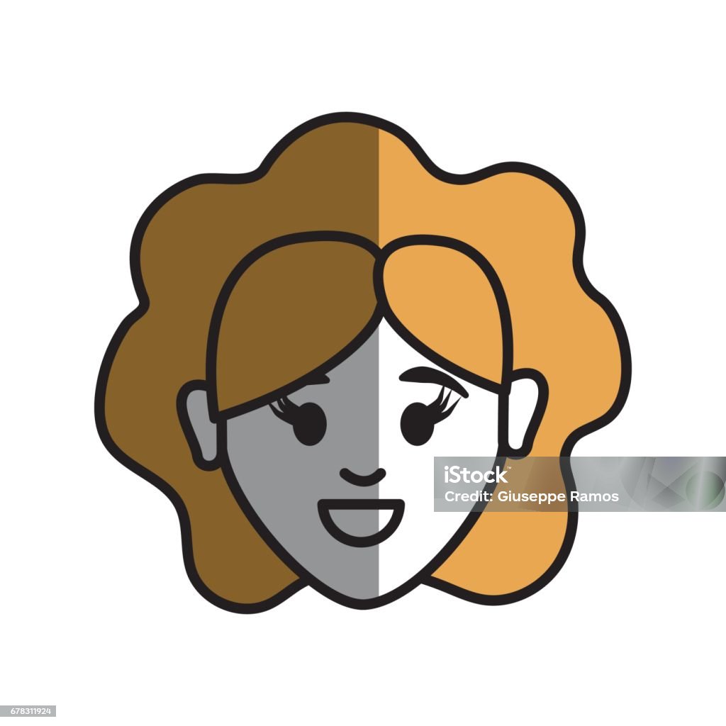 Kepala Dan Wajah Wanita Dengan Gaya Rambut Ilustrasi Stok Unduh