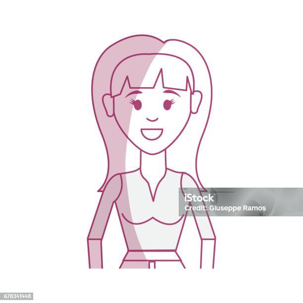 Wanita Siluet Dengan Gaya Rambut Dan Blus Elegan Ilustrasi Stok Unduh