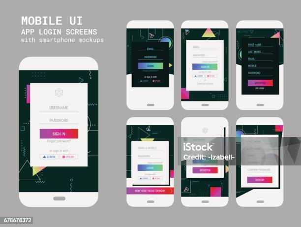 Kit Mockup Layar Masuk Dan Daftar Layar Geometris Abstrak Ilustrasi ... Kit Mockup Layar Masuk Dan Daftar Layar Geometris Abstrak Ilustrasi ...