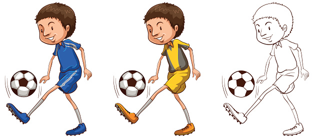 Soccer Player In Three Sketches Stock Illustration Download Image Now Activity Adult Art