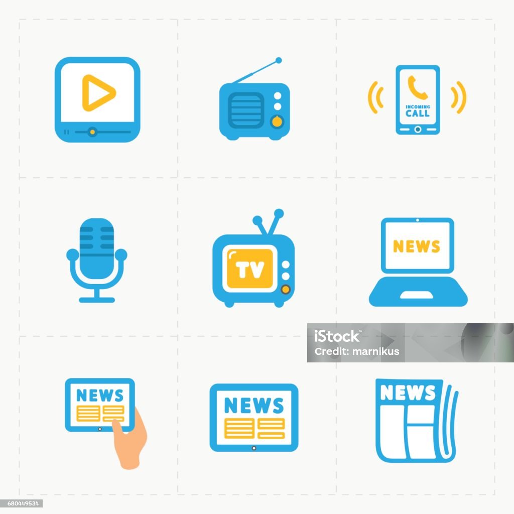 Ilustración de Vector Conjunto De Iconos De Los Medios De Comunicación ... Ilustración de Vector Conjunto De Iconos De Los Medios De Comunicación ...