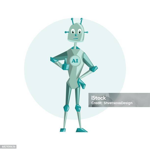 Robot Kecerdasan Buatan Karakter Kartun Desain Vector Ilustrasi