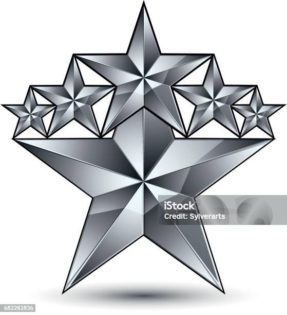 Glamorous Vector Template With Pentagonal Silvery Star Symbol Best For