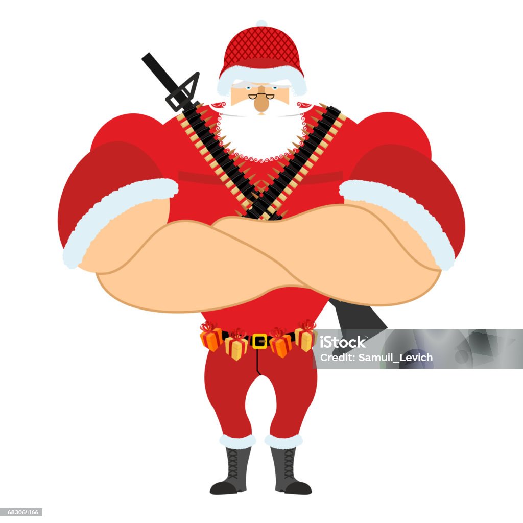 Santa Soldier Veteran With Ammunition Army Claus Christmas War Defender