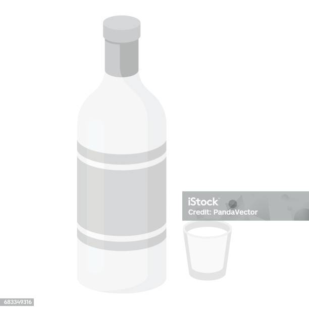 Wodka Pictogram In Zwartwit Stijl Geïsoleerd Op Een Witte Achtergrond