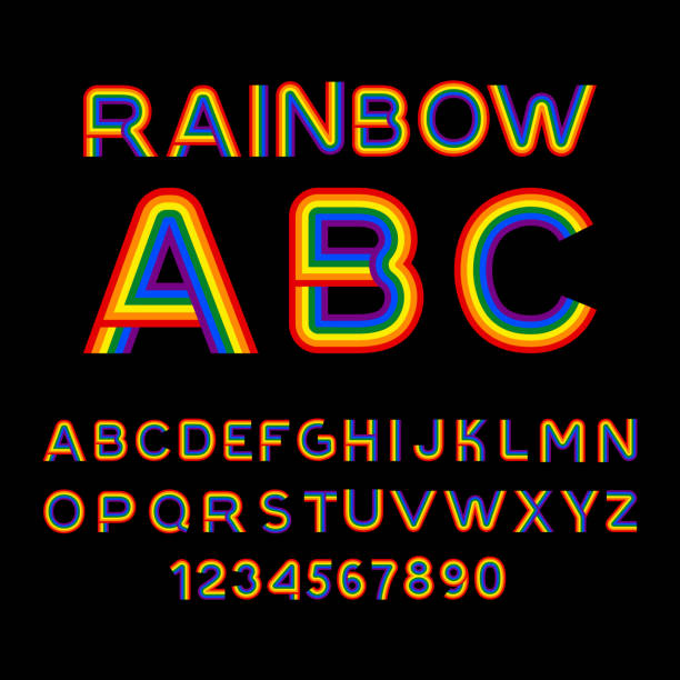 Rainbow Font Lgbt Letters Abc For Symbol Of Gays And Lesbians