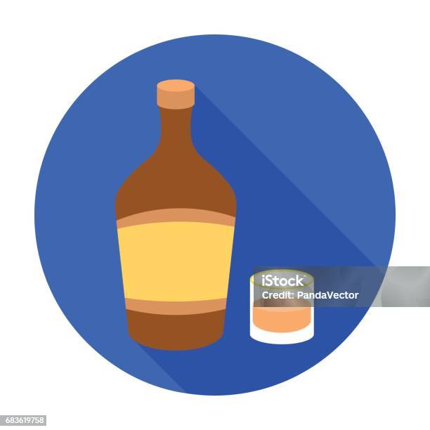 Icône De Liqueur Dans Le Style Plat Isolé Sur Fond Blanc Illustration