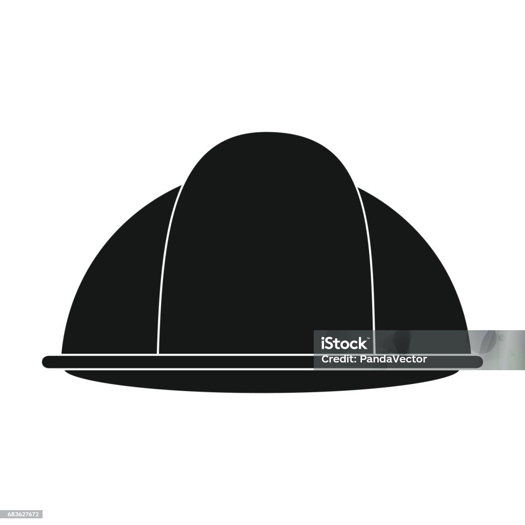 Vetores De Ícone De Capacete De Construção Em Estilo Preto Isolado No