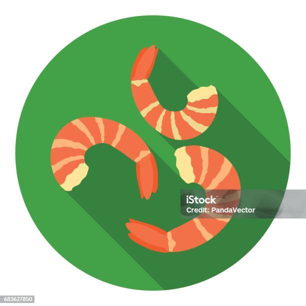 Icône De Crevettes Dans Le Plat Style Isolé Sur Fond Blanc Illustration