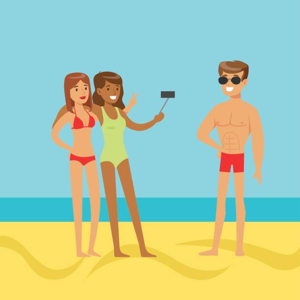 140 Beach Vacation Selfie Stock Illustrations Royalty Free Vector