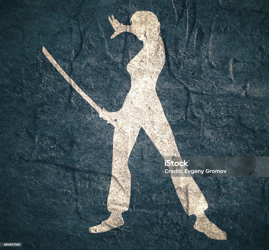 Ilustración De Silueta De Arte Marcial Del Karate De Mujer Con Espada Y
