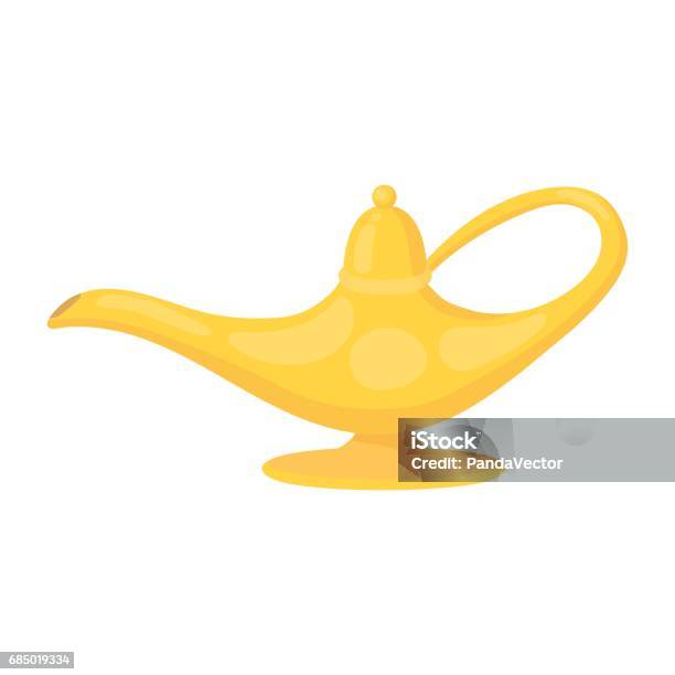 Genies Lamp Icon In Cartoon Style Isolated On White Background Black