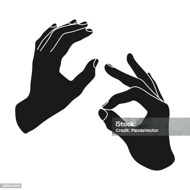 Ilustración De Icono De Lenguaje De Señas En Estilo Negro Aislado Sobre