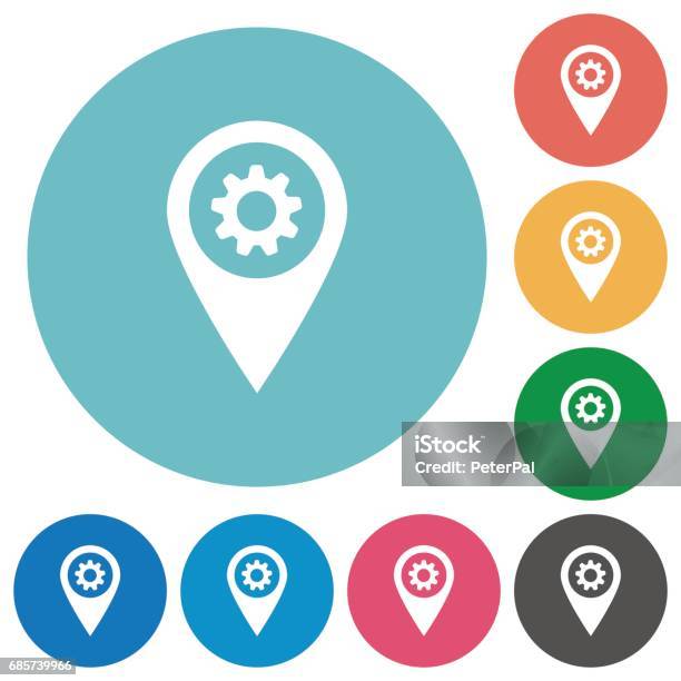 Gps 지도 위치 설정 플랫 라운드 아이콘 그래픽 사용자 인터페이스에 대한 스톡 벡터 아트 및 기타 이미지 그래픽 사용자