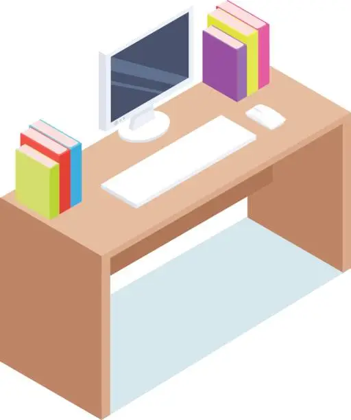 Free isometric desk right back view with book illustrations | Download ... Free isometric desk right back view with book illustrations | Download ...