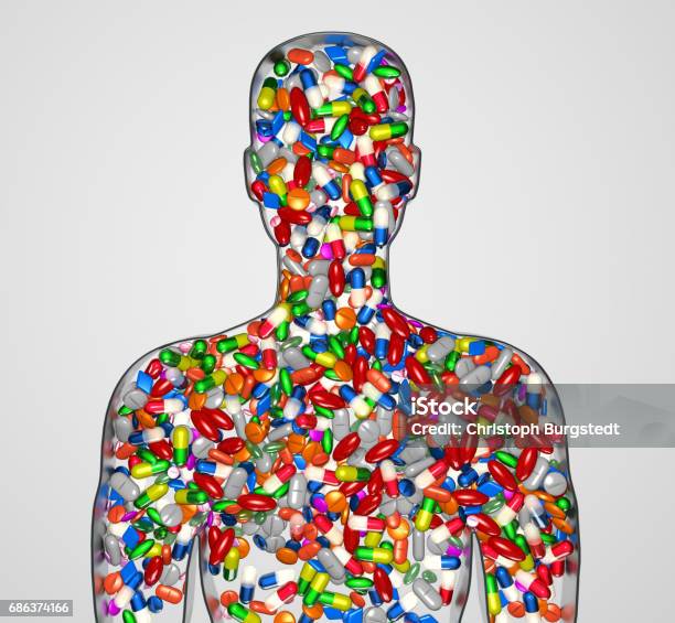 Silhouette Dillustration 3d Dun Mâle Humain Rempli De Drogues Ou Des