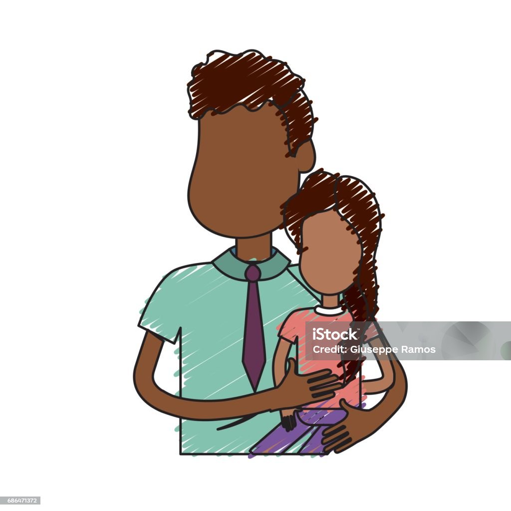 Schönen Vater Mit Seiner Tochter In Den Händen Stock Vektor Art Und