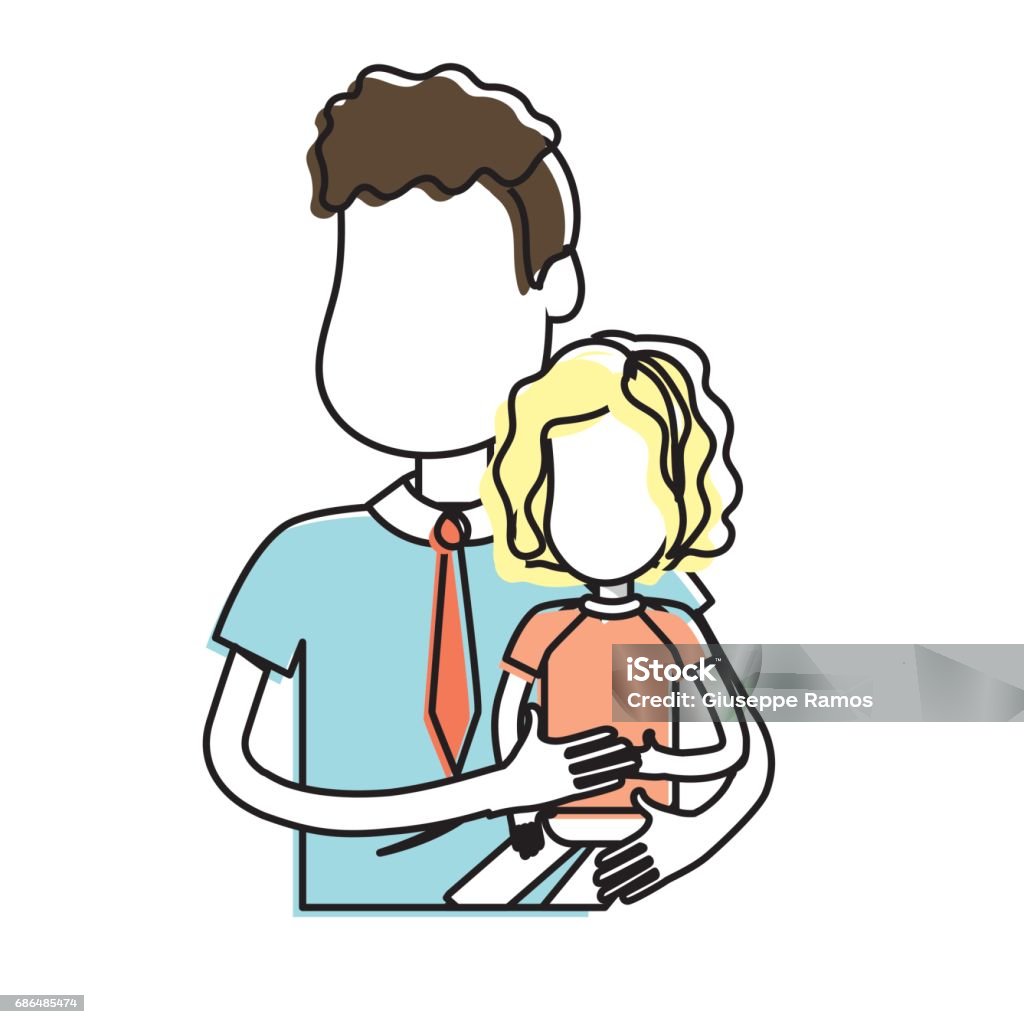 Nice Father Carrying His Daughter In The Hands Stock Illustration