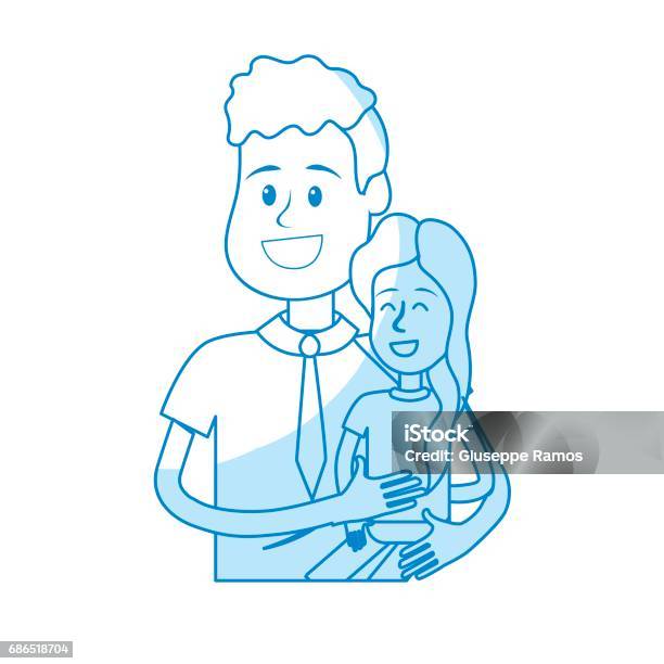 Père De Belle Silhouette Portant Sa Fille Dans Les Mains Vecteurs