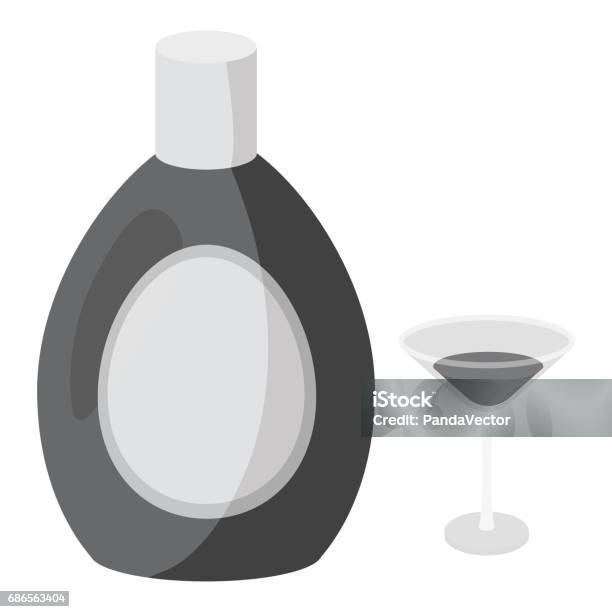 Chocolade Likeur Pictogram In Zwartwit Stijl Geïsoleerd Op Een Witte
