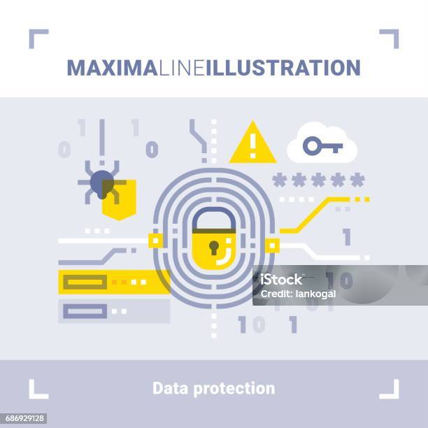 Konsep Perlindungan Data Ilustrasi Garis Maxima Desain Datar Modern