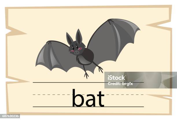 Word 蝙蝠的 Wordcard 範本向量圖形及更多串字圖片 串字 剪裁圖 剪貼畫 Istock