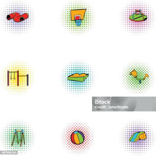 Children Swing Icons Set Popart Style Stock Illustration - Download ... Children Swing Icons Set Popart Style Stock Illustration - Download ...