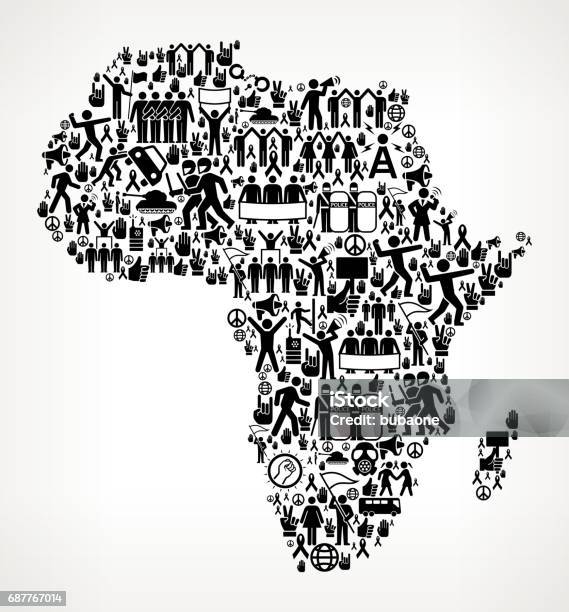 Protestation De Lafrique Et Les Droits Civils Vector Icons Background