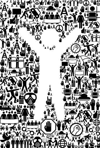 Protestation De Guy Et De Droits Civils Vector Icons Background