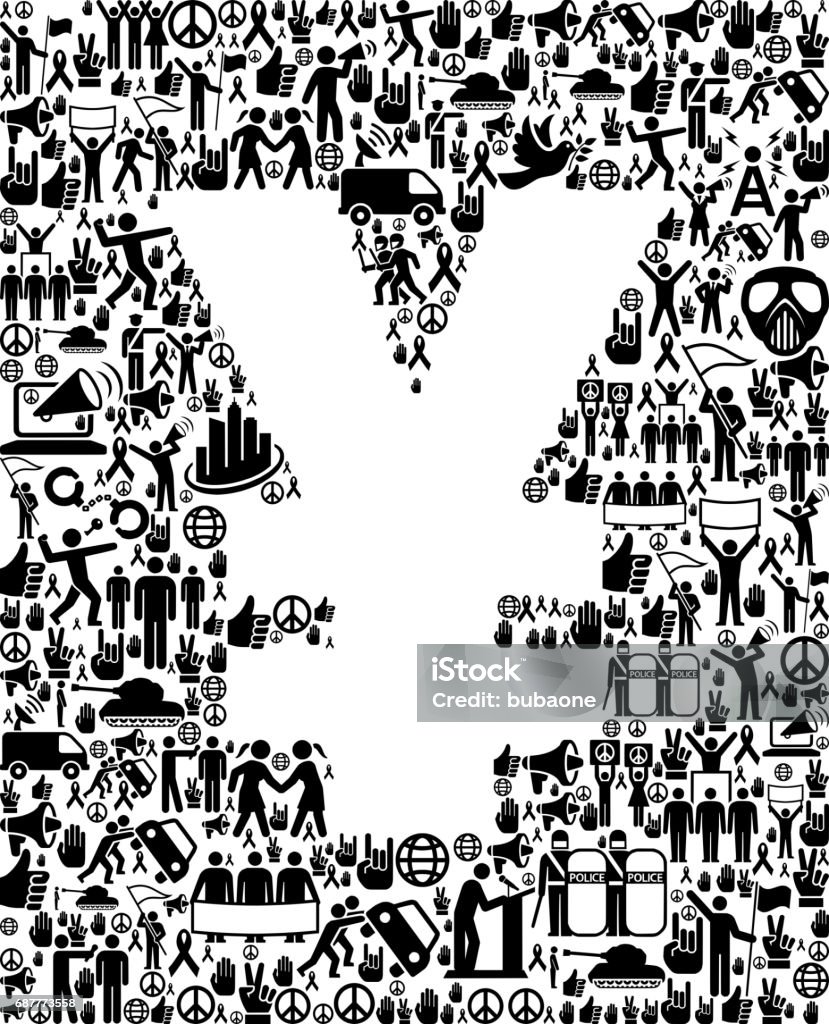 Protestation Yen Et Droits Civils Vector Icons Background Vecteurs