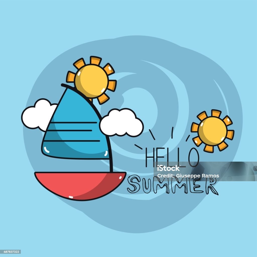 Sailing Boat Travel In Summer Vacation Stock Illustration Download