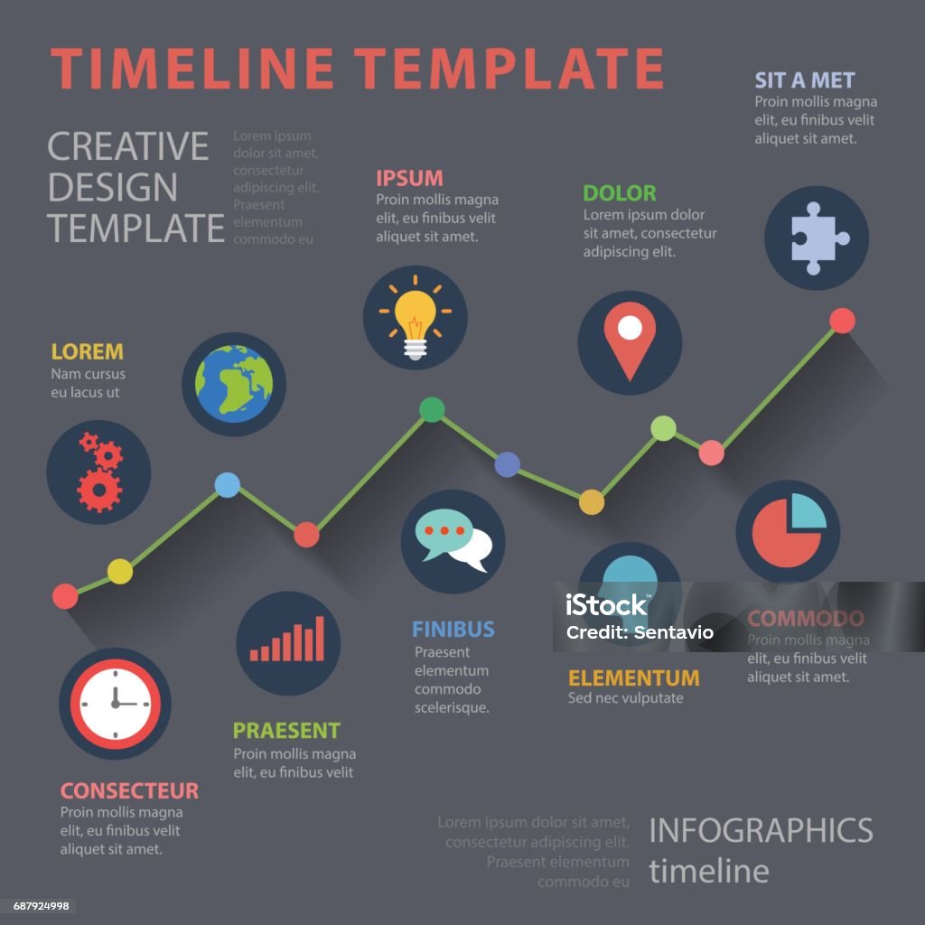 Zeitachse Multicolor Flachen Stil Thematische Infografiken Konzept Zeit ... Zeitachse Multicolor Flachen Stil Thematische Infografiken Konzept Zeit ...