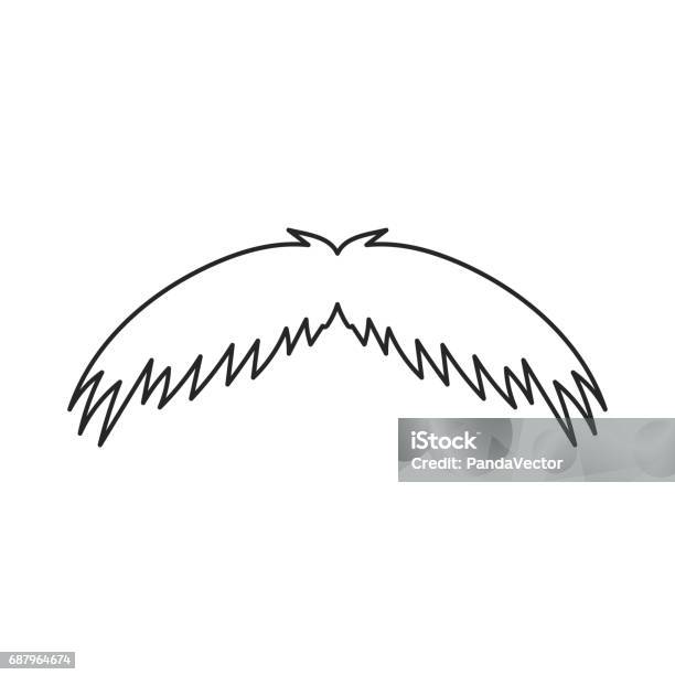 Icône De Moustache De Lhomme Dans Le Style De Contour Isolé Sur Fond