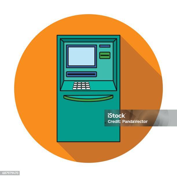 Atm 在白色背景上孤立的平面樣式的圖示貨幣和金融股票向量圖符號向量圖形及更多付錢圖片 付錢 伸入 保安 Istock