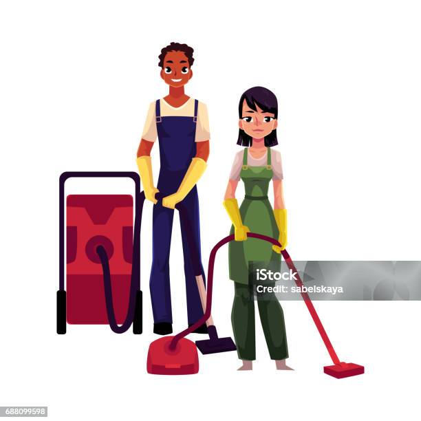 Petugas Kebersihan Pria Wanita Secara Keseluruhan Menggunakan Penyedot ... Petugas Kebersihan Pria Wanita Secara Keseluruhan Menggunakan Penyedot ...