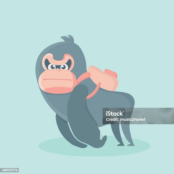 Lucu Berlemak Dan Berbulu Kartun Besar Gorila Ilustrasi Stok Unduh