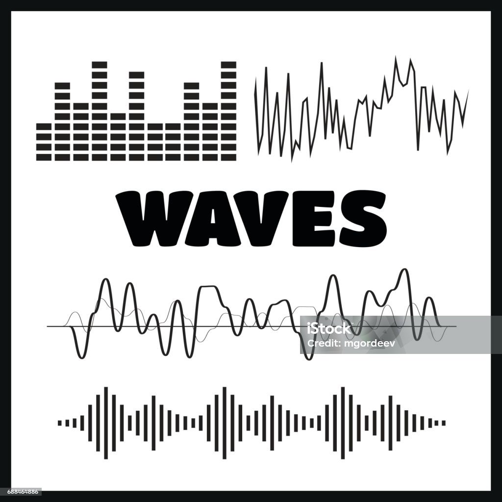 Signal Wave Set Analog Signals And Digital Sound Waves Forms Ve Stock Illustration Download