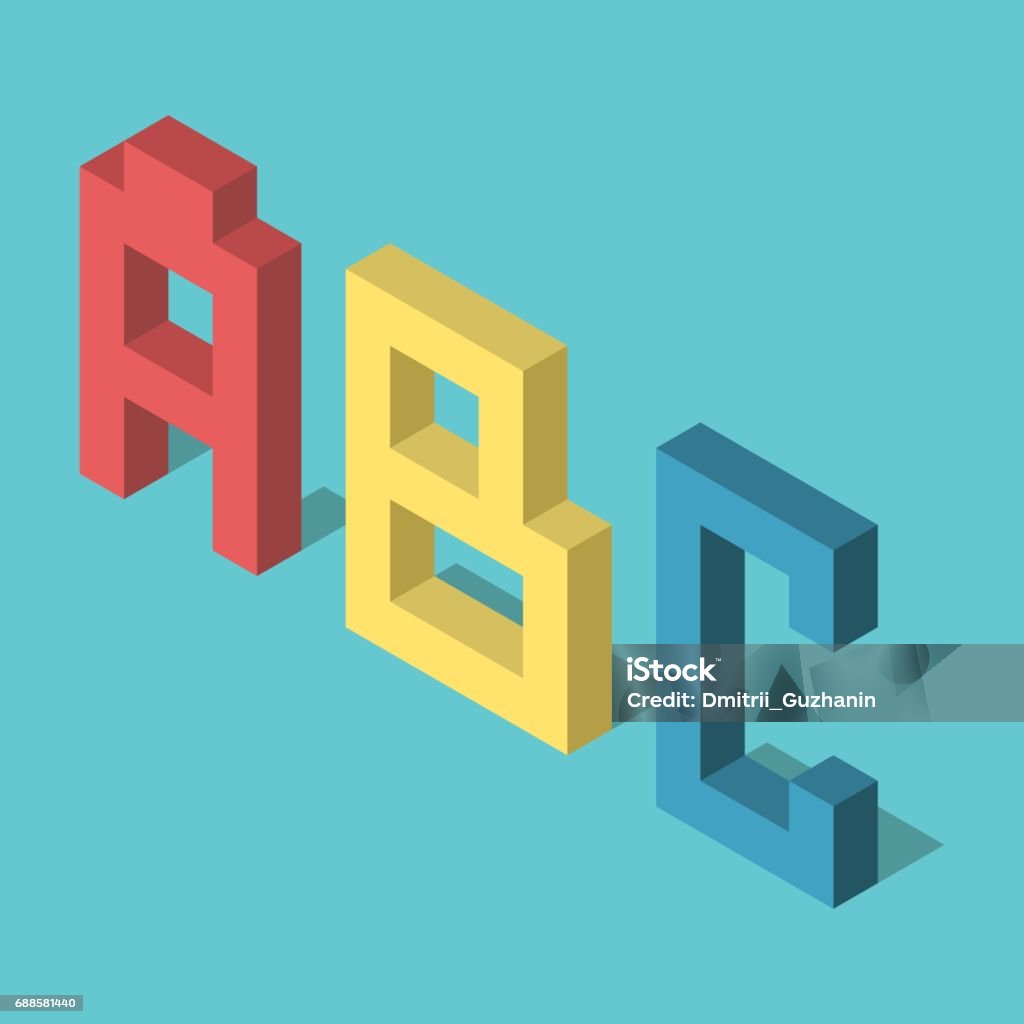 3 개의 등각 투영 Abc 편지 0명에 대한 스톡 벡터 아트 및 기타 이미지 0명 3가지 개체 3차원 형태 Istock