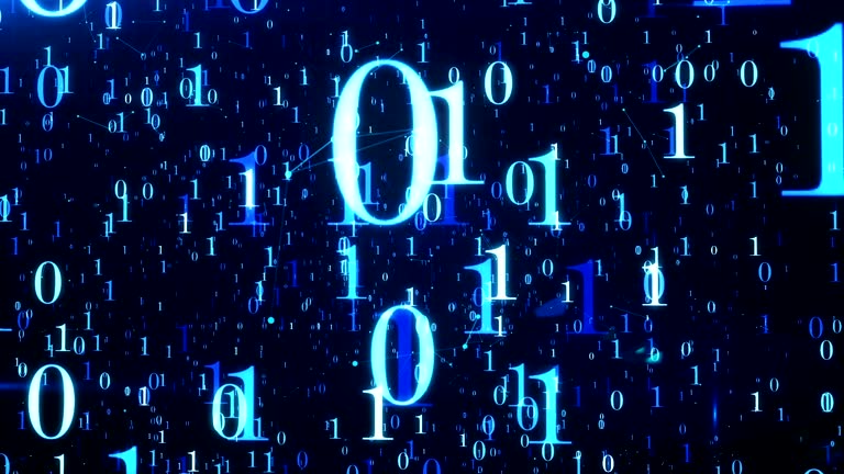 Technological Digital Binary Data Background With Binary Code Binary Digits On Blue Background