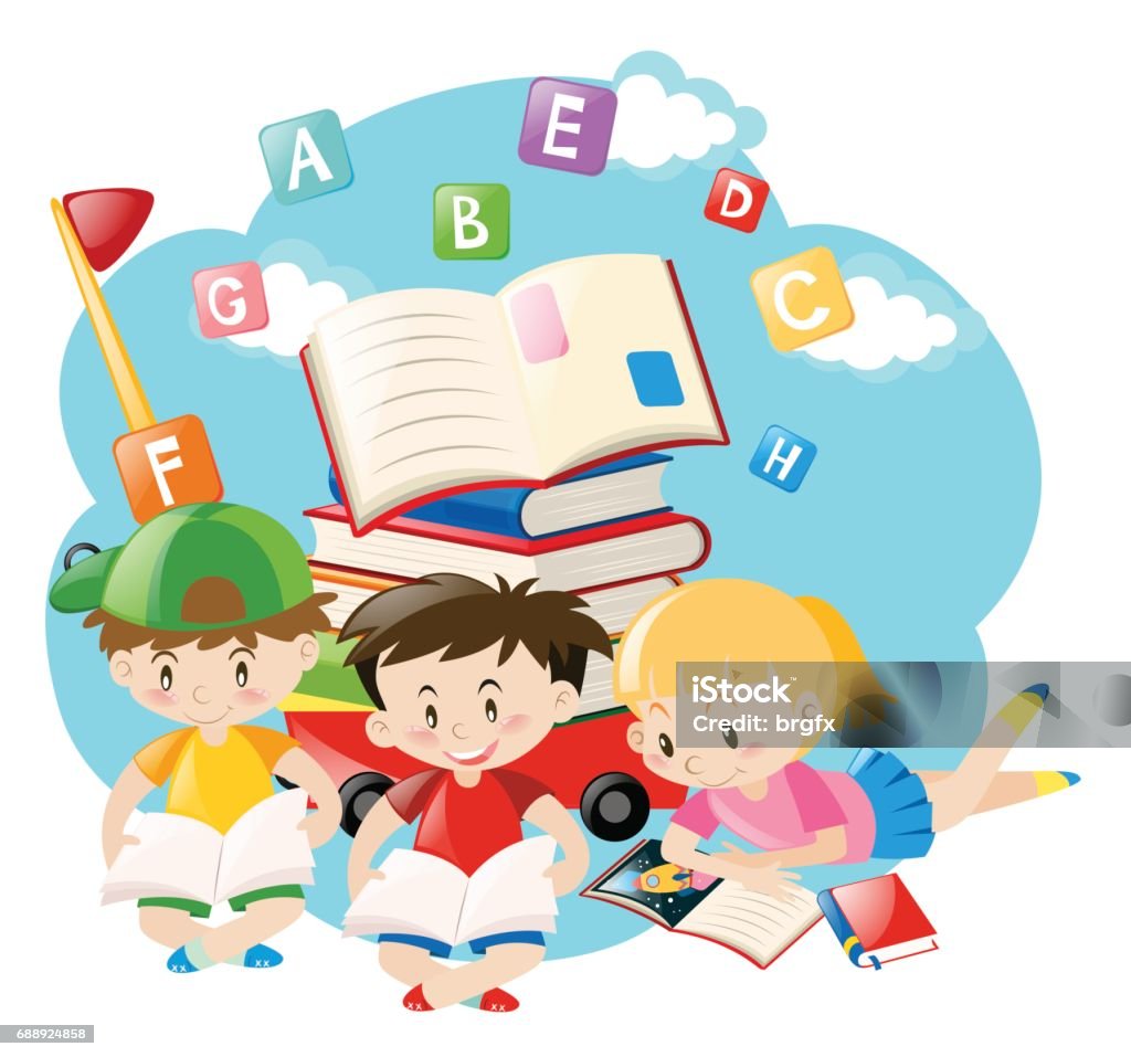 Tiga Anak Membaca Buku Ilustrasi Stok - Unduh Gambar Sekarang - Buku ... Tiga Anak Membaca Buku Ilustrasi Stok - Unduh Gambar Sekarang - Buku ...