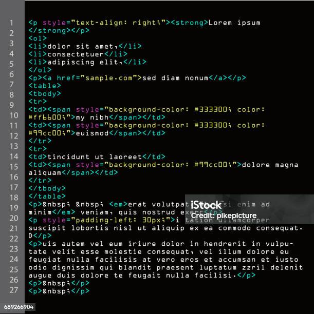 Html Simple Code Vector Colorful Abstract Program Tags In Developer
