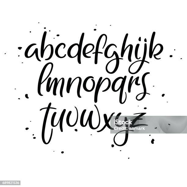 Brushpen Alphabet Modern Calligraphy Font Handwritten Letters Vector Illustration Stock