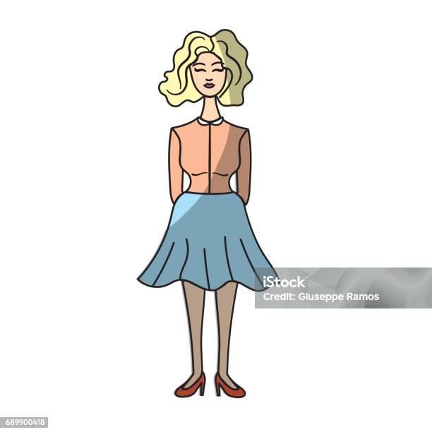 Wanita Cantik Dengan Gaya Rambut Dan Pakaian Elegan Ilustrasi Stok