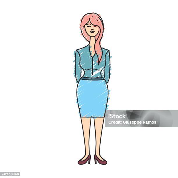 Wanita Cantik Dengan Gaya Rambut Dan Pakaian Elegan Ilustrasi Stok