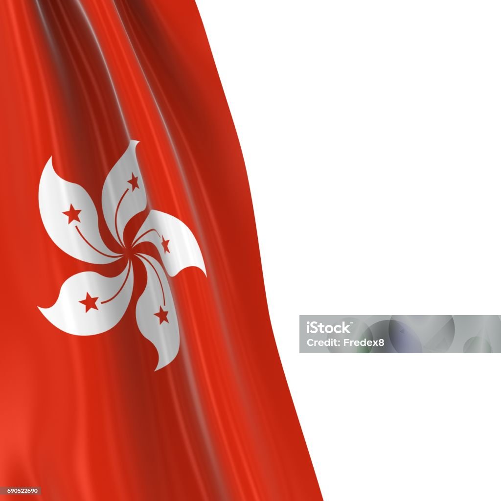 Hanging Flag Of Hong Kong 3d Render Of The Hong Kongese Flag Draped ... Hanging Flag Of Hong Kong 3d Render Of The Hong Kongese Flag Draped ...