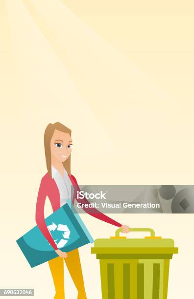 Ilustración de Mujer Con Papelera De Reciclaje Y Basura Puede y más ... Ilustración de Mujer Con Papelera De Reciclaje Y Basura Puede y más ...