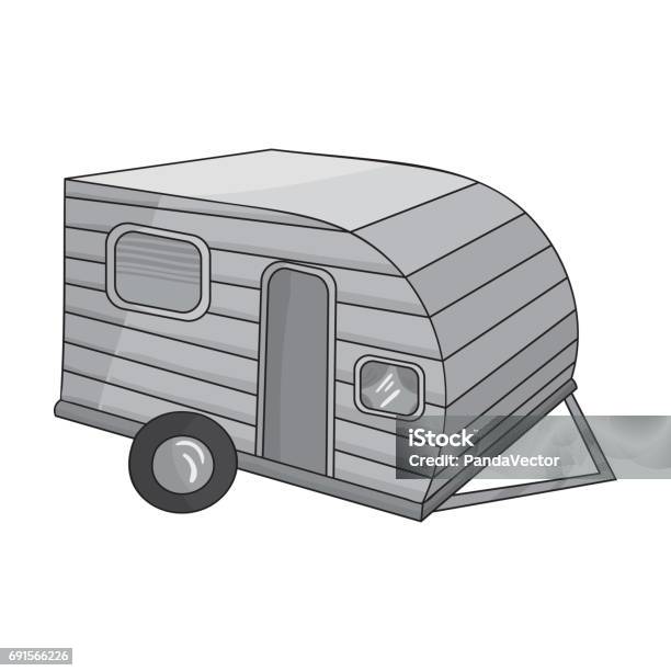 Groene Caravan Pictogram In Zwartwit Stijl Geïsoleerd Op Een Witte